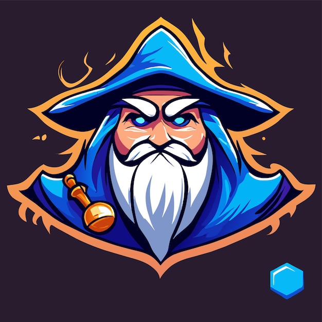 Captivating Wizard Emblem with Fiery Flair | Jiffy Designs