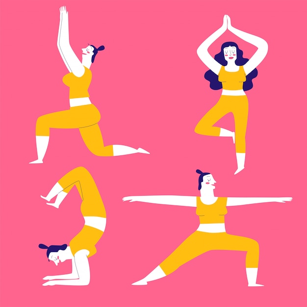 Vibrant Yoga Pose Illustrations with Minimalist Style Figures | Jiffy ...