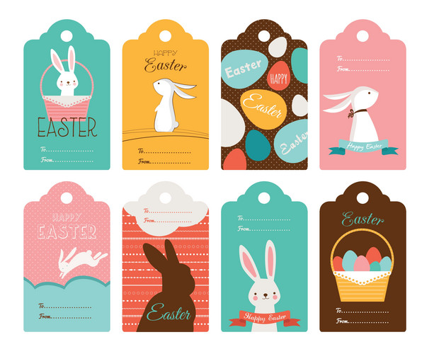 Easter Tag Collection With Bunnies And Easter Eggs. Happy Easter | Jiffy Designs
