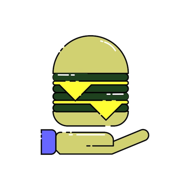 Vibrant Geometric Burger Icon with Hand Gesture | Jiffy Designs
