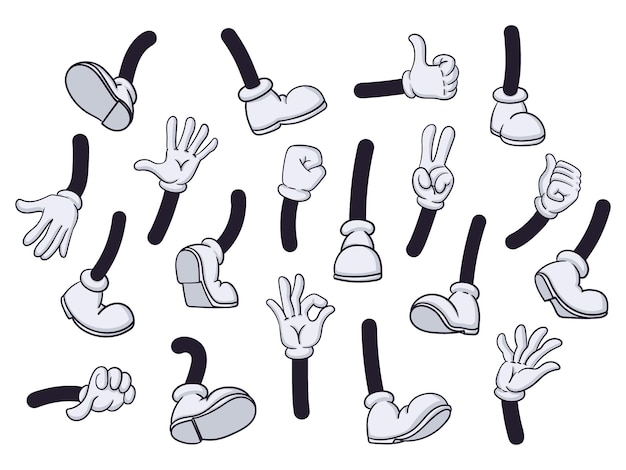 Playful Cartoon Hands and Feet in Diverse Poses and Gestures | Jiffy ...