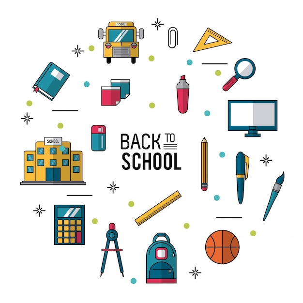 Colorful Back to School Supplies and Icons | Jiffy Designs