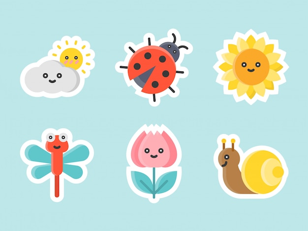 Cheerful Nature Stickers: Sunny Skies and Whimsical Creatures | Jiffy ...