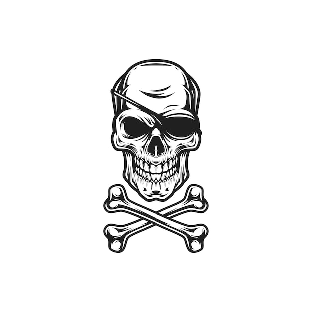 Captivating Skull and Crossbones Emblem with Retro Cap | Jiffy Designs