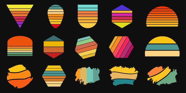 Vibrant Geometric Shapes Collection with Retro Sunset Motifs | Jiffy ...
