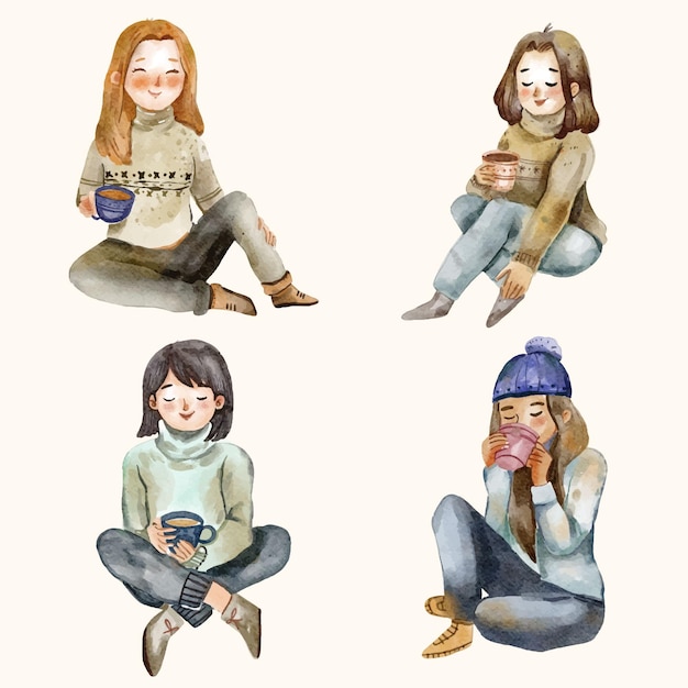 Diverse Collection of Cozy Characters Enjoying Digital Devices | Jiffy ...