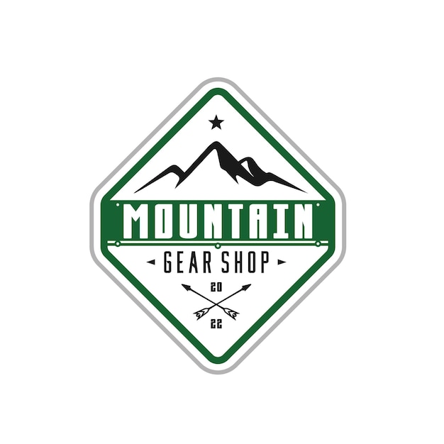Rugged Mountain Gear Shop Logo with Iconic Peaks | Jiffy Designs