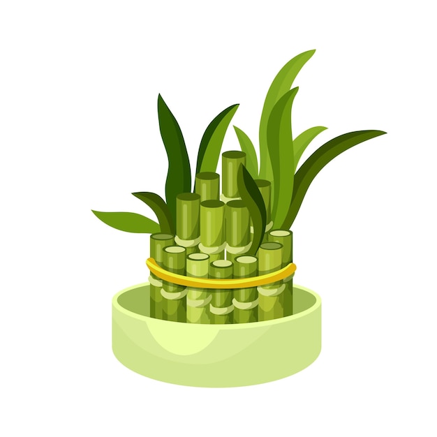 Vibrant Green Bamboo Shoots Illustration with Cylindrical Base | Jiffy ...