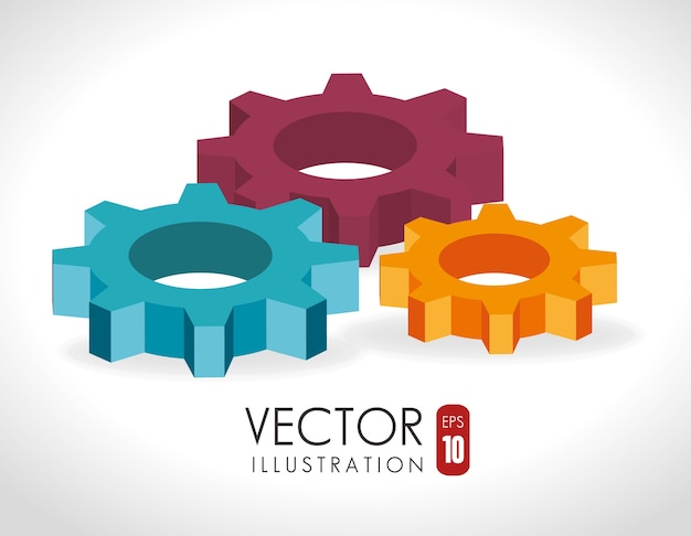 Vibrant Interlocking Gear Illustration with Vector Text | Jiffy Designs