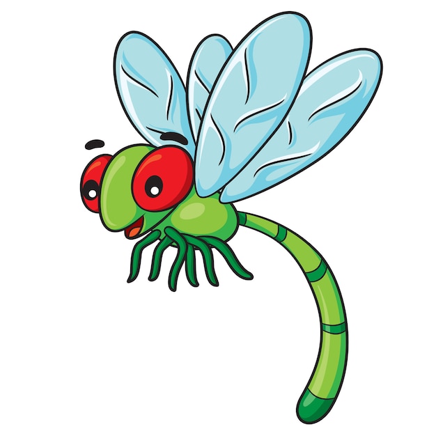 Vibrant Cartoon-Style Dragonfly with Bulging Eyes | Jiffy Designs