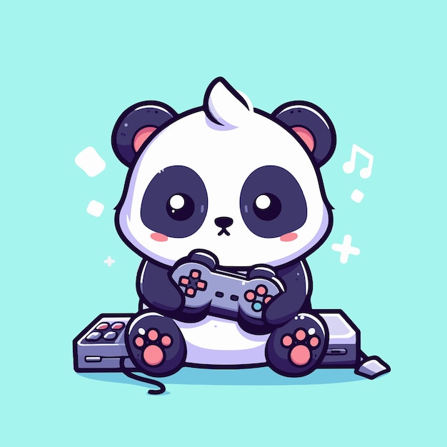 Adorable Panda Gamer Clutching Game Controllers | Jiffy Designs