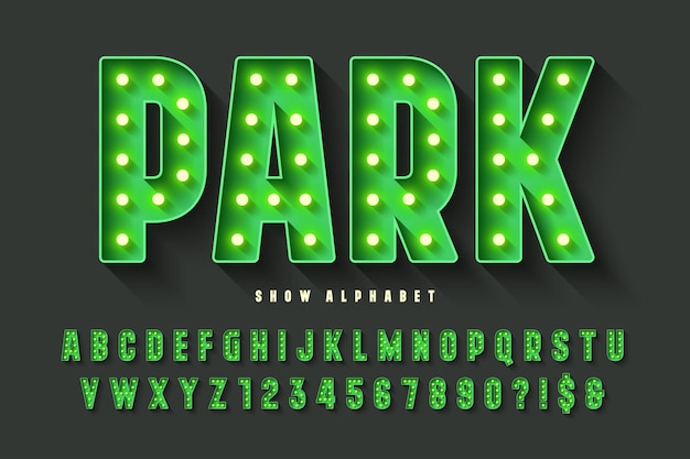 Glowing Green Marquee-Style Park Alphabet Letters and Numbers | Jiffy ...