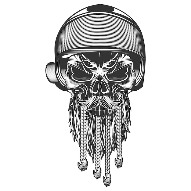 Menacing Skull in Detailed Monochrome Illustration | Jiffy Designs