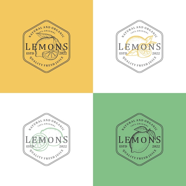 Vibrant Lemon-Inspired Hexagonal Badges with Vintage Flair | Jiffy Designs