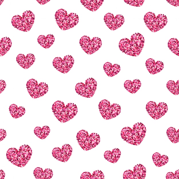 Sparkling Pink Glitter Hearts Pattern | Jiffy Designs