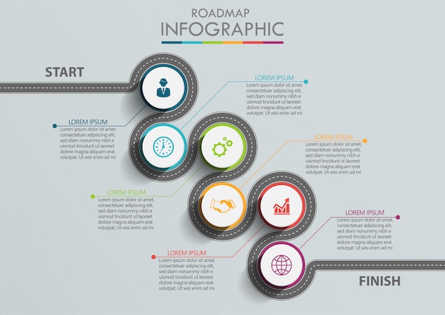 Colorful Roadmap Infographic with Circular Step-by-Step Process ...