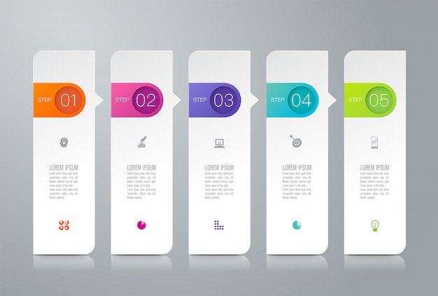 Modern Numbered Infographic Panels with Vibrant Shapes and Icons ...