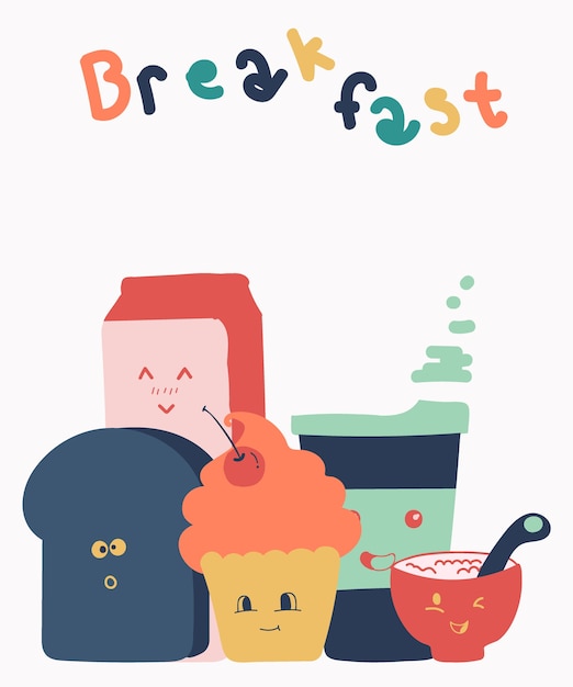 Whimsical Breakfast Time Illustration with Playful Food Items | Jiffy ...