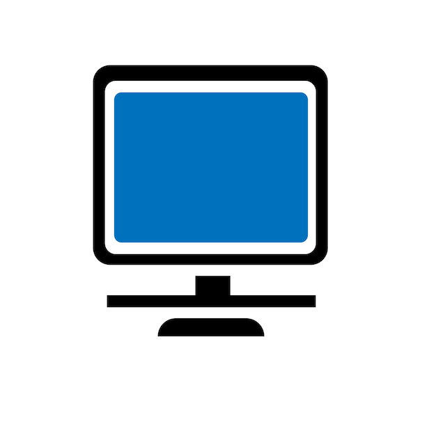 Minimalist Blue Screen Computer Monitor on White Background | Jiffy Designs
