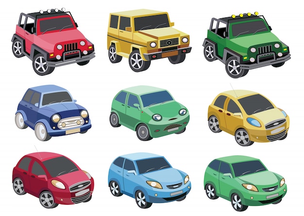 Vibrant Cartoon Cars: A Colorful Collection of Compact Vehicles | Jiffy ...