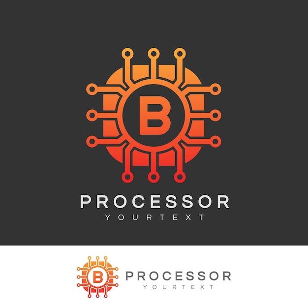 Bold Circular Logo with 'B' and 'Processor' Text | Jiffy Designs