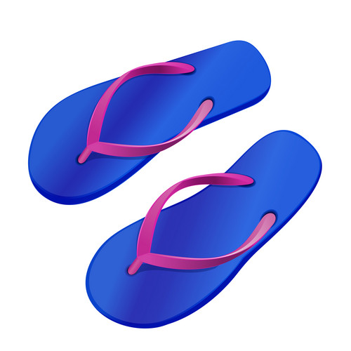 Beach Slippers. Colorful Summer Flip Flops. Blue And Pink Summer Flip ...