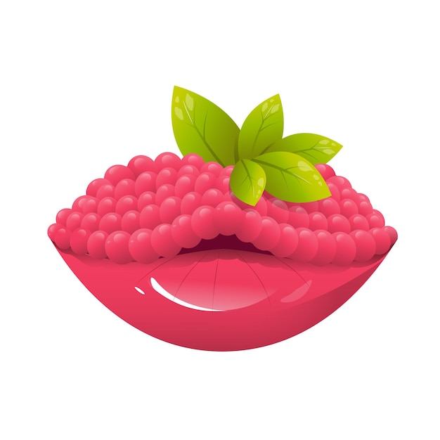 Vibrant Raspberry Lips with Fresh Green Leaves | Jiffy Designs
