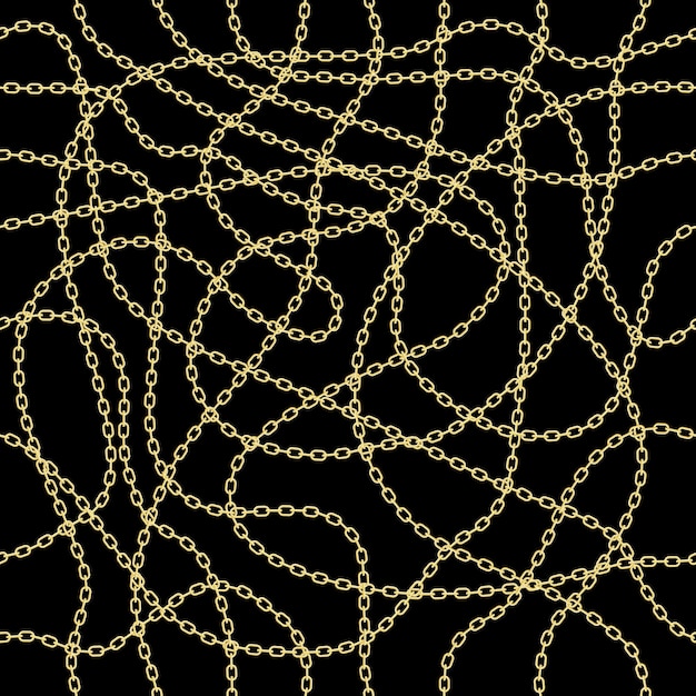 Interlocking Golden Chains on Ebony Background | Jiffy Designs
