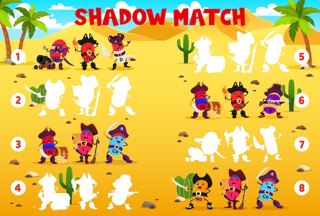 Playful Shadow Matching Game with Pirate-Themed Characters | Jiffy Designs