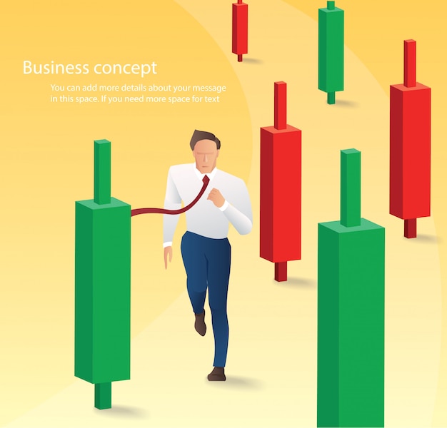 Businessman Navigating Through Colorful Candlestick Financial Symbols ...