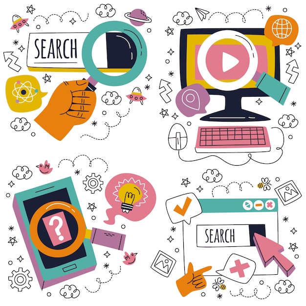 Vibrant Search Engine Optimization Doodle Art | Jiffy Designs