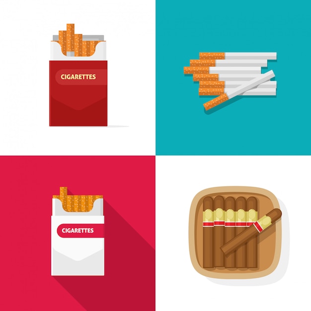 Vibrant Tobacco Icons: Cigarettes, Filters, and Cigars | Jiffy Designs