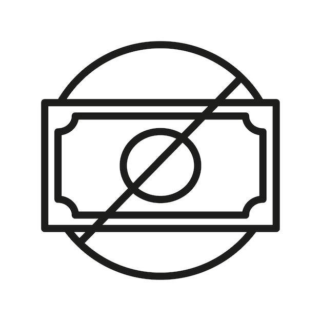 Minimalist Crossed-Out Dollar Bill Icon in Black and White | Jiffy Designs