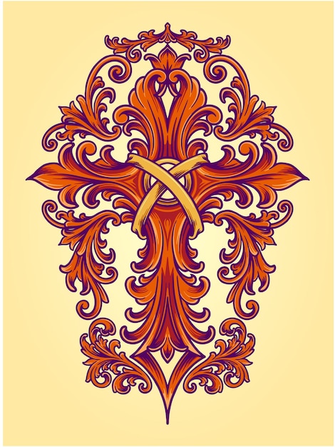 Ornate Cross with Intricate Floral Motifs and Vibrant Colors | Jiffy ...