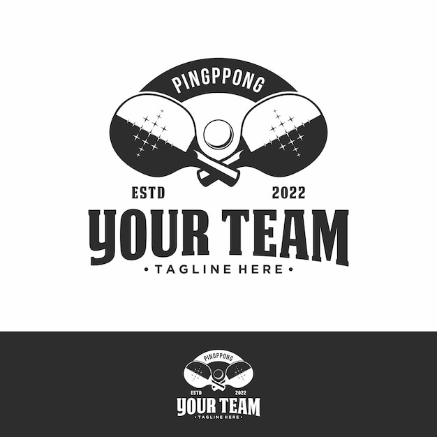 Vintage Ping Pong Team Logo with Crossed Paddles | Jiffy Designs