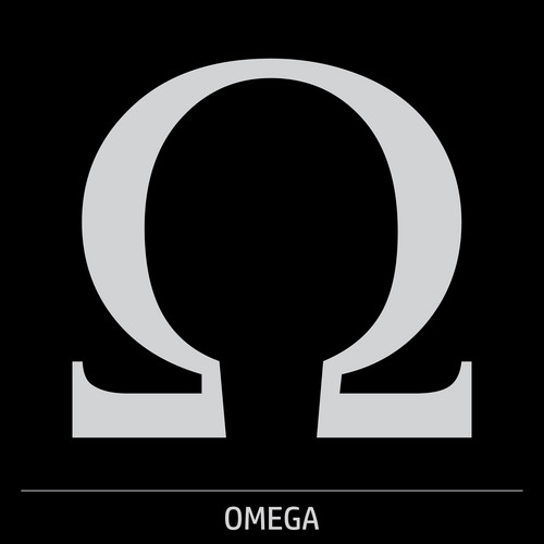 Uppercase Omega Icon Illustration On Gray Background With Label | Jiffy ...