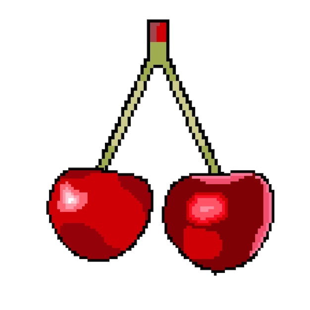 Retro Pixel Art Cherries Hanging from Stem | Jiffy Designs