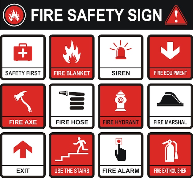 Comprehensive Fire Safety Icons: Signage for Emergency Preparedness ...