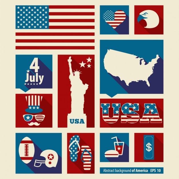Patriotic American Icons and Symbols in Vibrant Collage | Jiffy Designs