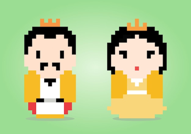 Charming Pixel Art Icons of a Prince and Princess | Jiffy Designs