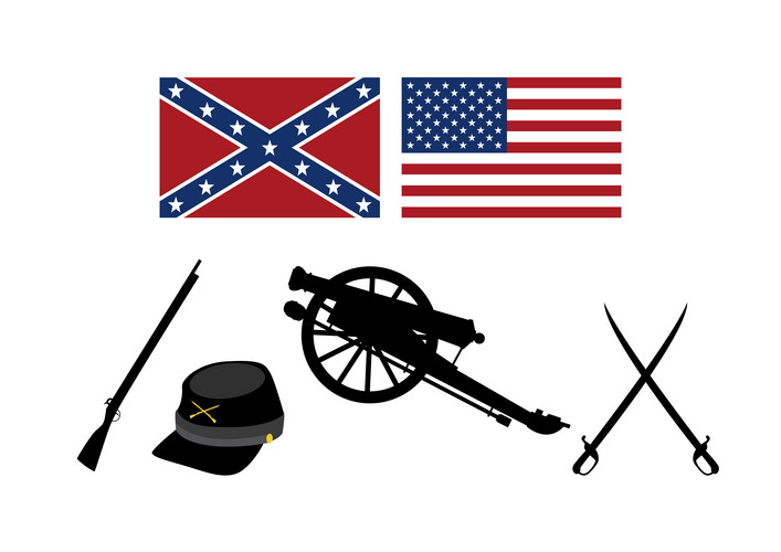 American Civil War Icon Set Vector. Civil War Usa Attributes Vector ...