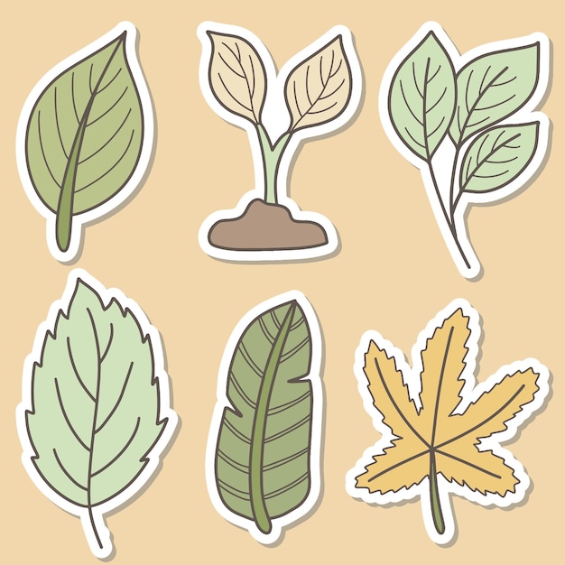 Vibrant Nature-Inspired Botanical Sticker Collection with Leaf Motifs ...