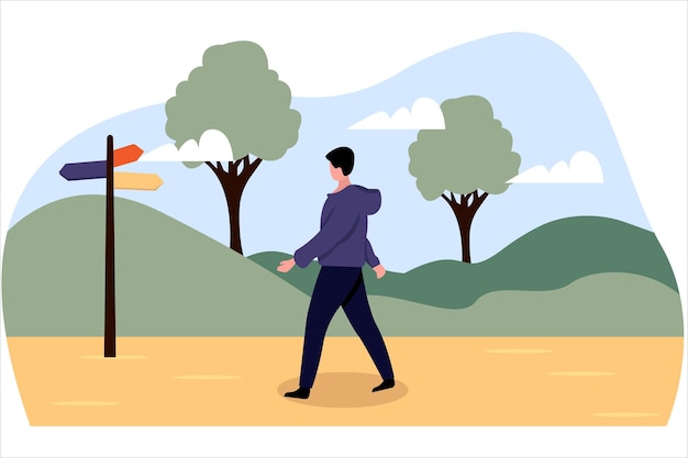 Person navigating a scenic outdoor path with directional signs | Jiffy ...