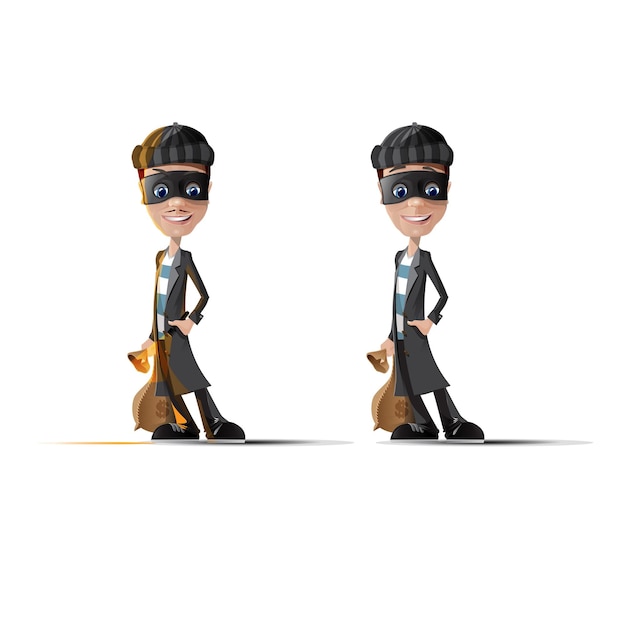 Charming Cartoon Duo in Formal Attire with Masks | Jiffy Designs
