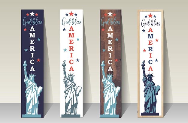 Patriotic Vertical Banner Collection Featuring the Statue of Liberty ...
