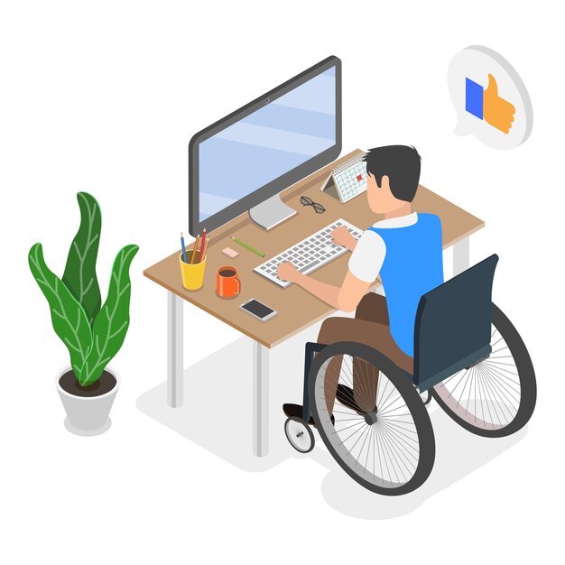 Disabled Person Working Diligently at Computer Desk | Jiffy Designs