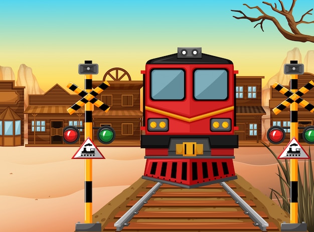 Vibrant Train Scene with Detailed Town Illustration | Jiffy Designs
