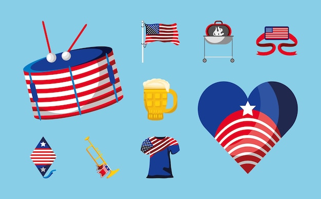 Patriotic American Symbols and Icons in Vibrant Collection | Jiffy Designs