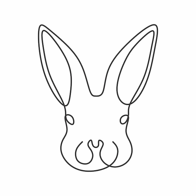 Minimalist Rabbit Head Outline with Whimsical Ears | Jiffy Designs