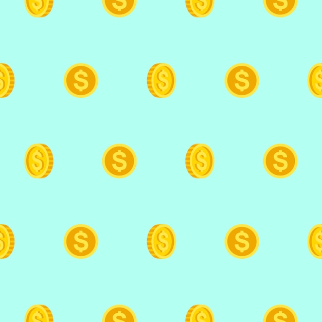 Vibrant Dollar Coin Pattern on Teal Background | Jiffy Designs